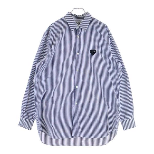 [商品番号]2126B280010[ブランド]PLAY COMME des GARCONS（プレイコムデギャルソン）[モデル]ハートロゴ ストライプ総柄 長袖シャツ ブルー AZ-B008[販売店舗]BRING オンラインショップ