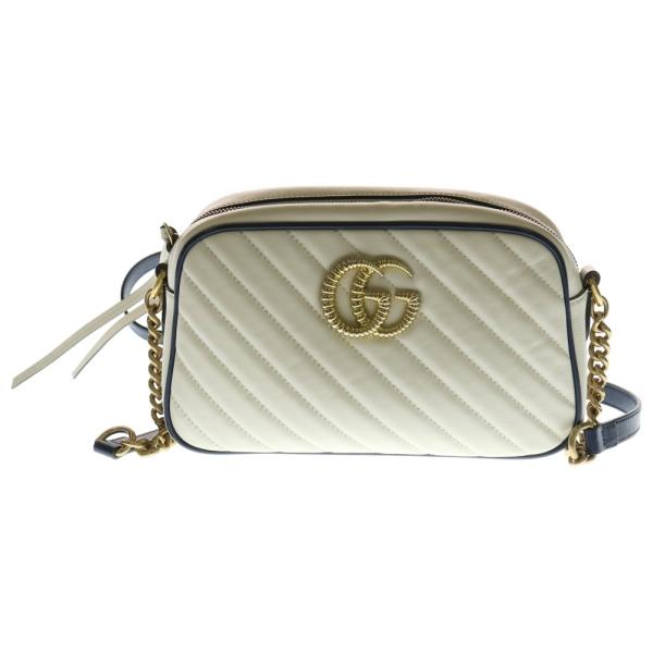 [商品番号]2526B010001[ブランド]GUCCI（グッチ）[モデル]GGマーモント ショルダーバッグ ホワイト/ネイビー レザー 447632[販売店舗]BRING京都河原町店