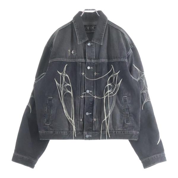 [商品番号]2526B100019[ブランド]THUG CLUB（サグクラブ）[モデル]24SS トライバルツリー切替ブラックデニムジャケット ブラック TC24JK0802[販売店舗]BRING 原宿店