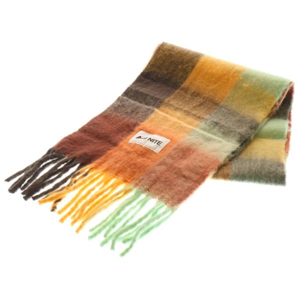 [商品番号]2726B130001[ブランド]AUI NITE（アウィ ナイト）[モデル]チェック総柄 フリンジマフラー オレンジ/ブラウン[販売店舗]BRING オンラインショップ