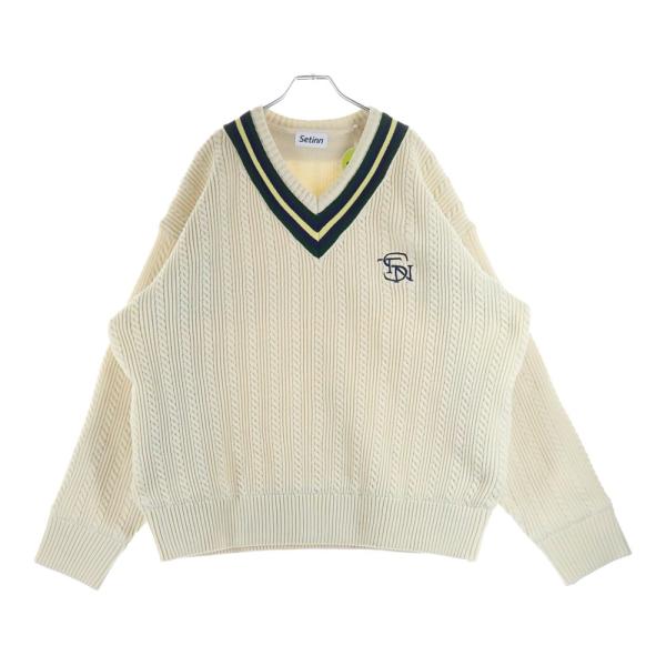 [商品番号]3026A310063[ブランド]Setinn（セットイン）[モデル]Ceremony Knit セレモニー Vネック ニット ベージュ[販売店舗]BRING福岡天神店
