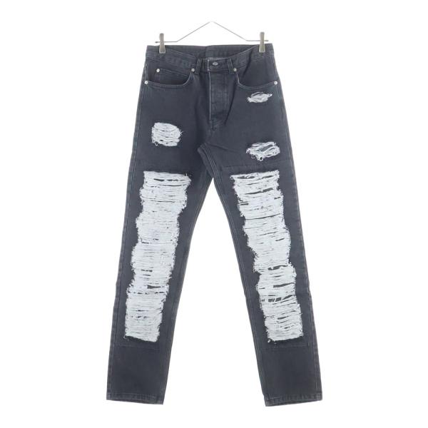 [商品番号]3026B090008[ブランド]LIBERE（リベーレ）[モデル]ダメージ加工 ストレートデニムパンツ ジーンズ ブラック[販売店舗]BRING オンラインショップ