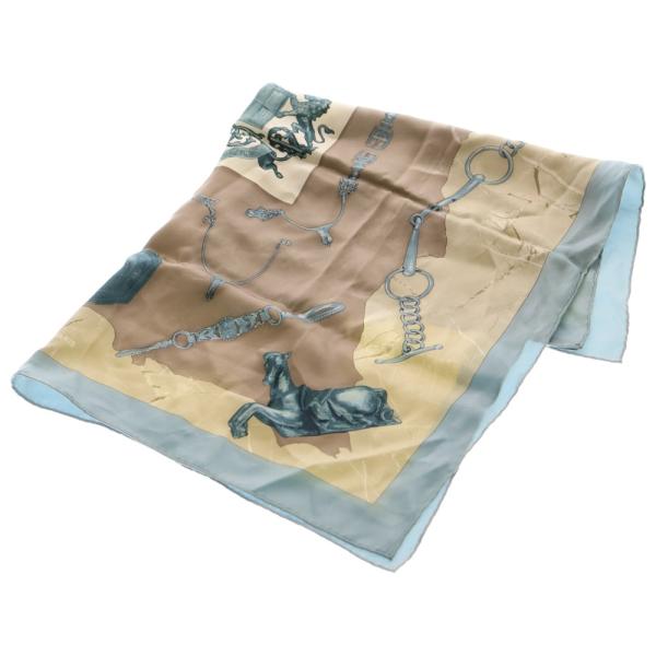 [商品番号]3125K290003[ブランド]HERMES（エルメス）[モデル]カレ70 Parures Equestres パユーユスイクエスト シルクスカーフ ブルー/ベージュ[販売店舗]BRING京都河原町店