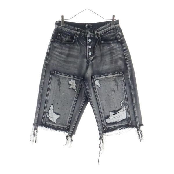 [商品番号]3126A280013[ブランド]THUG CLUB（サグクラブ）[モデル]DOUBLE KNEE DAMAGE SHORTSダブルニー ダメージ加工デニムハーフパンツ ショーツ ブラック[販売店舗]BRING WASTE_NOT