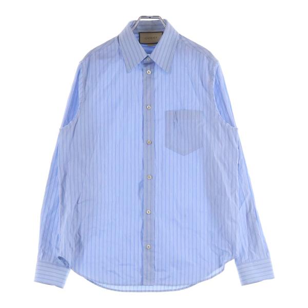 [商品番号]3126B250010[ブランド]GUCCI（グッチ）[モデル]Chest Pocket Stripe Cotton Shirt チェストポケットストライプコットンシャツ コットン長袖シャツ 703396ZAI4C ブルー[販売...