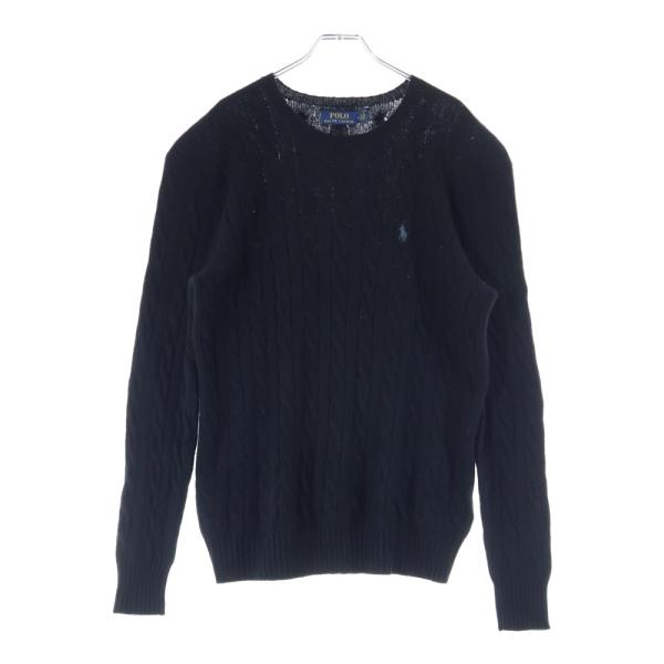 [商品番号]3225L160003[ブランド]POLO RALPH LAUREN（ポロラルフローレン）[モデル]スモールポニー ロゴ刺繍 コットン ケーブルニット セーター ブラック[販売店舗]BRING オンラインショップ