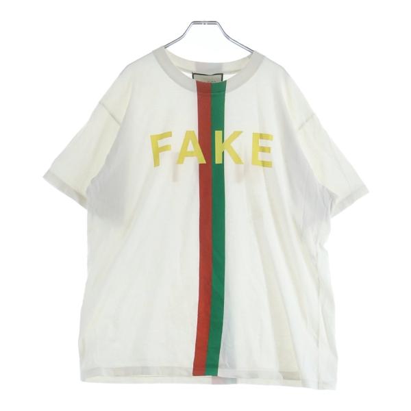 [商品番号]3226B210017[ブランド]GUCCI（グッチ）[モデル]20AW Fake/Not Print Oversize Tee フェイクノット プリント オーバーサイズ クルーネック 半袖Tシャツ カットソー ホワイト 616...