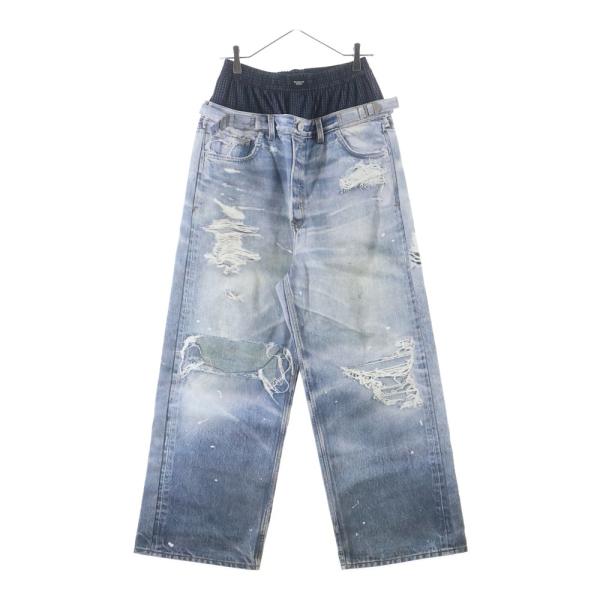 [商品番号]3226C140005[ブランド]NO BRAND（ノーブランド）[モデル]Protocol Index(プロトコルインデックス) PROJECT G/R LAYERED PANTS デニム切替 レイヤードデニムパンツ インディ...