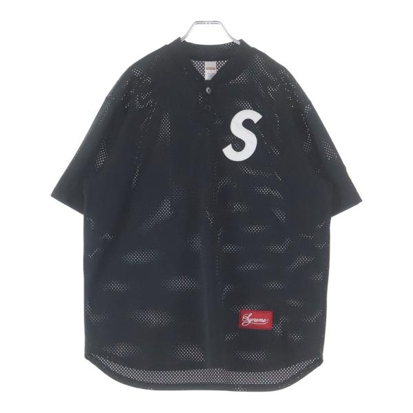 [商品番号]3226D220010[ブランド]SUPREME（シュプリーム）[モデル]24AW Logo Baseball Henley Sロゴ刺繍 ベースボールメッシュ 半袖シャツ ブラック[販売店舗]BRING THRIFT CLOSET