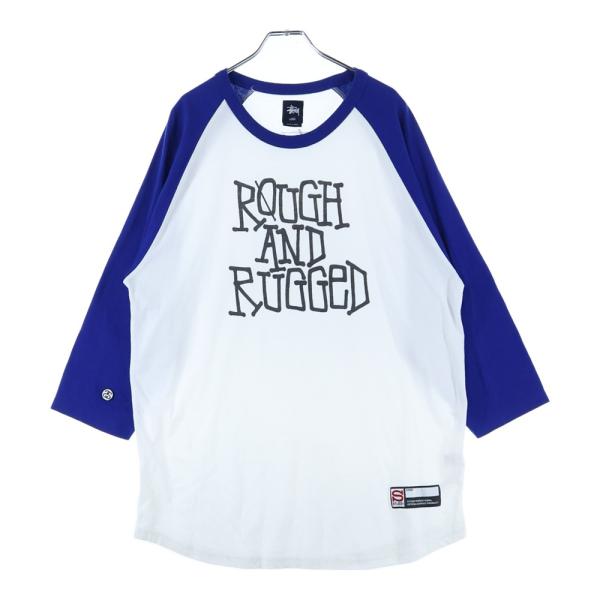 [商品番号]3325I280012[ブランド]STUSSY（ステューシー）[モデル]ROUGH AND RUGGED フロントデザイン ラグランTシャツ 七分丈カットソー ホワイト/ブルー[販売店舗]BRING オンラインショップ