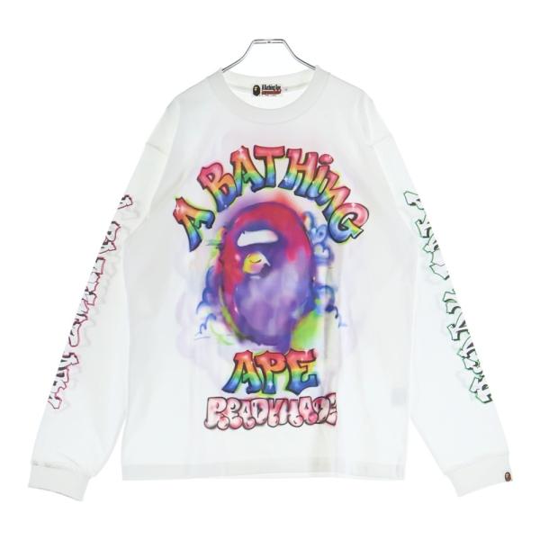 [商品番号]3326A310044[ブランド]A BATHING APE（アベイシングエイプ）[モデル]×READYMADE SPRAY WIDE スプレーデザイン クルーネック 長袖Tシャツ カットソー ホワイト 001LTH231904...