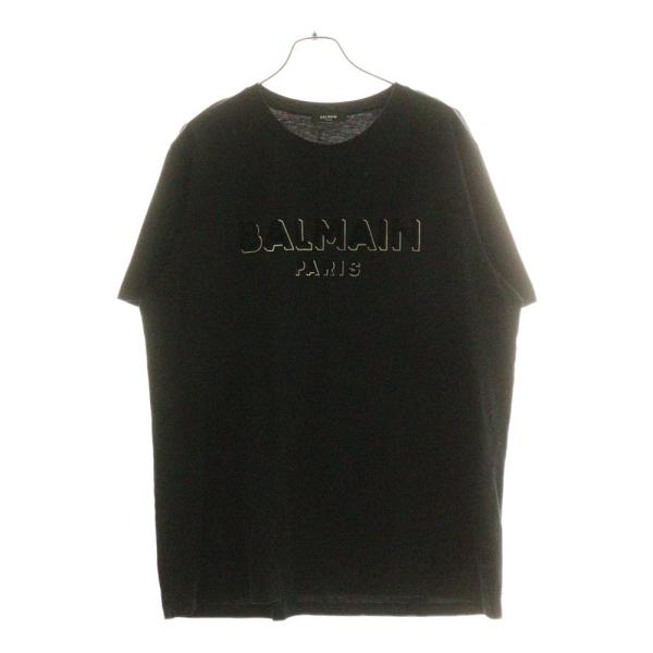 [商品番号]3525J280006[ブランド]BALMAIN（バルマン）[モデル]METALLIZED FLOCKED TEE EG010BB99 立体ロゴプリント半袖Tシャツ ブラック[販売店舗]BRING オンラインショップ
