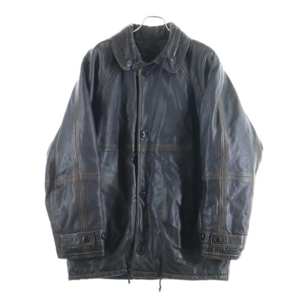[商品番号]3826A290010[ブランド]VINTAGE（ヴィンテージ）[モデル]80s頃 VERA PELLE 裏キルティングライニング オレンジステッチ グレインレザー レザージャケット ブラック[販売店舗]BRING オンラインショップ