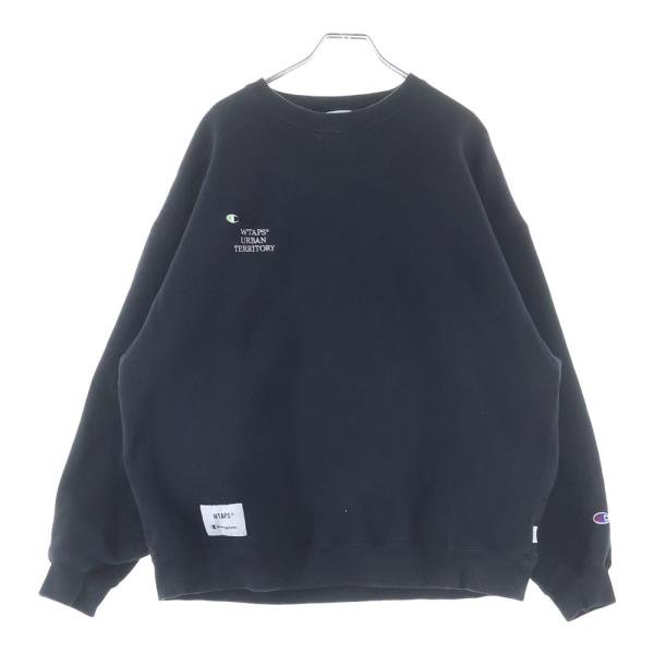 [商品番号]3826C110001[ブランド]WTAPS（ダブルタップス）[モデル]×CHAMPION チャンピオン フロント刺繍 クルーネックスウェットトレーナー ブラック C8-X016[販売店舗]BRING福岡天神店