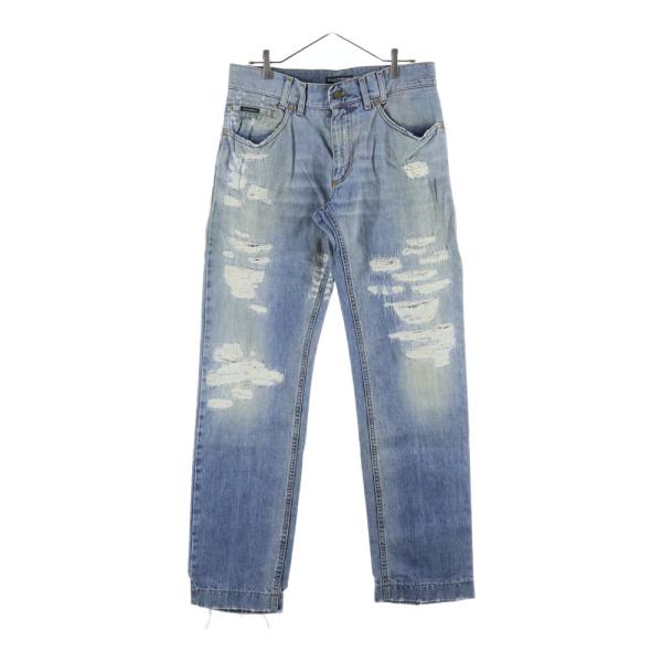 [商品番号]3925L230001[ブランド]DOLCE &amp; GABBANA（ドルチェアンドガッバーナ）[モデル]CRASH PROCESSING DAMAGE DENIM PANTS クラッシュ リペア加工 ジップフライ デニムパ...