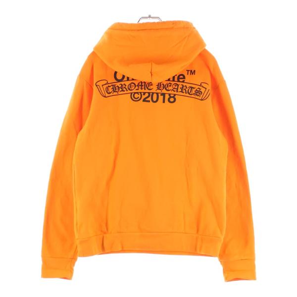 [商品番号]3926B250019[ブランド]CHROME HEARTS（クロムハーツ）[モデル]18SS ×OFF WHITE HD PLVR V OFF WHITE オフホワイト ロゴプリント プルオーバー スウェットパーカー オレンジ...