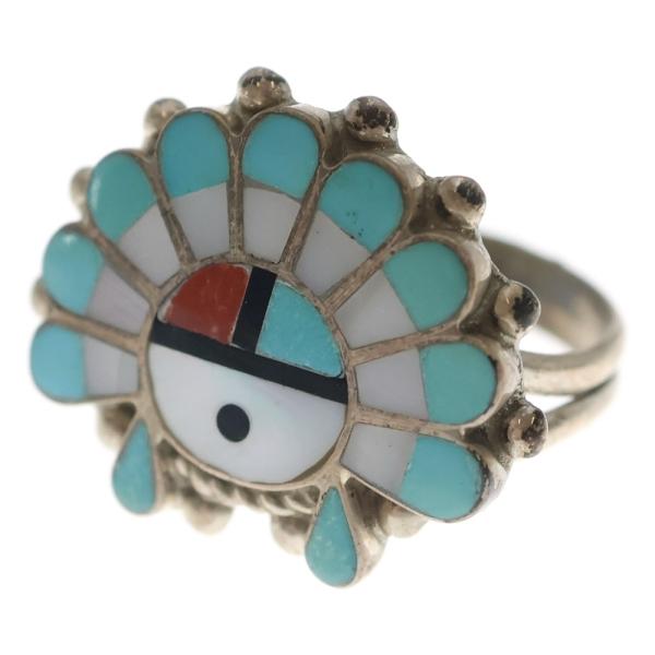 [商品番号]3926C280016[ブランド]INDIAN JEWELRY（インディアンジュエリー）[モデル]ZUNI ズニ族 CR刻印 サンフェイス フェザーヘッドモチーフ リング シルバー[販売店舗]OneStyleプロペラ通り店