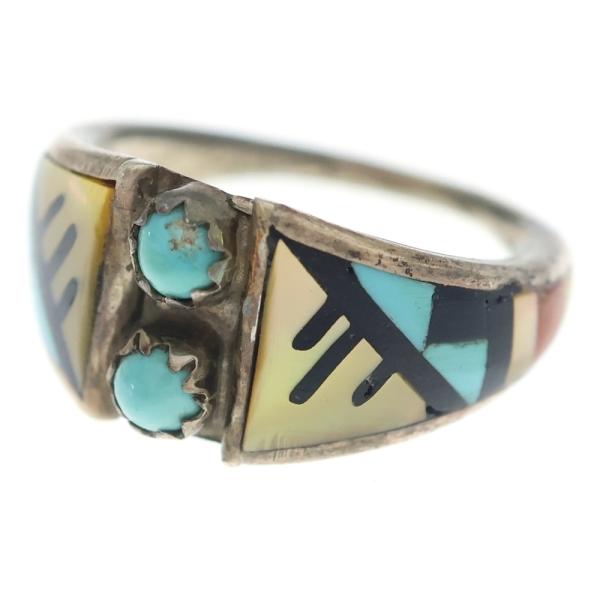 [商品番号]3926C280028[ブランド]INDIAN JEWELRY（インディアンジュエリー）[モデル]ZUNI CHOOKE ズニ族 チョーク 幾何学模様 インレイワーク リング シルバー/ターコイズ[販売店舗]OneStyleプロ...