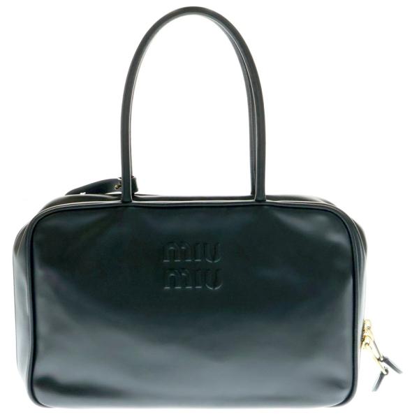 [商品番号]4025I290028[ブランド]miumiu（ミュウミュウ）[モデル]ボーリング エンボスロゴ レザー ハンド トートバッグ ゴールド金具 ブラック 5BB117[販売店舗]BRING：RED新宿東口店