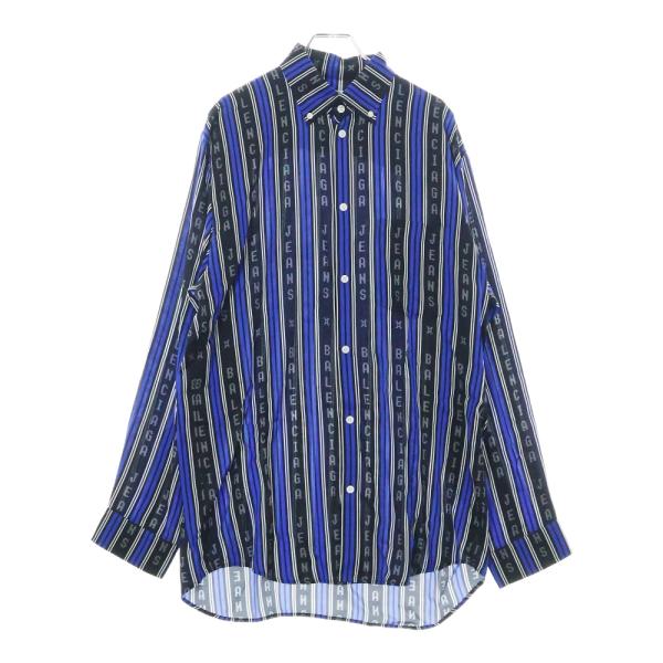 [商品番号]4225G080036[ブランド]BALENCIAGA（バレンシアガ）[モデル]20SS L/S Logo Button Down Shirt ロゴボタンダウンストライプ長袖シャツ ブルー 658956 TKL32[販売店舗]B...