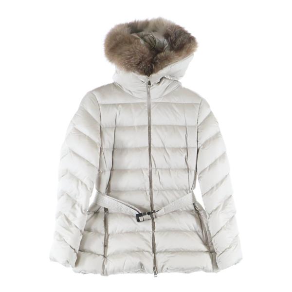 [商品番号]4225L290016[ブランド]MONCLER（モンクレール）[モデル]22AW CUPIDONE キュピドン ワッペンロゴ ファー フーデッド ジップアップ ダウン ロング ジャケット コート アイボリー レディース H20...
