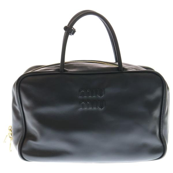 [商品番号]4625K140010[ブランド]miumiu（ミュウミュウ）[モデル]トップハンドル ボー ハンドバッグ ブラック レザー 5BB117 ゴールド金具[販売店舗]BRING京都河原町店