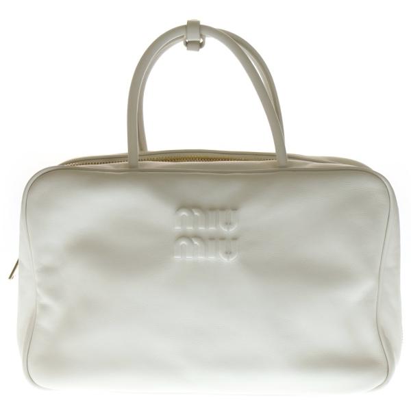 [商品番号]4925L130002[ブランド]miumiu（ミュウミュウ）[モデル]トップハンドルバッグ ハンドバッグ ホワイト レザー 5BB117 ゴールド金具[販売店舗]BRING京都河原町店