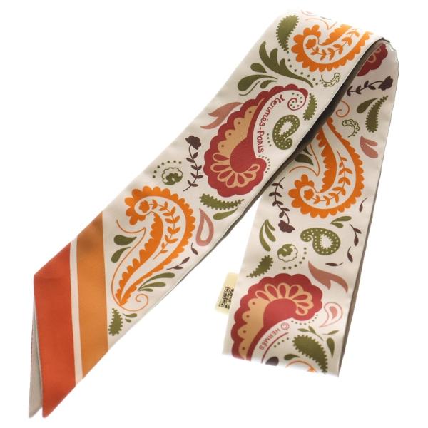 [商品番号]4926A250017[ブランド]HERMES（エルメス）[モデル]ツイリー GUEPARDS BANDANA ブラン×オランジュキュイ シルク[販売店舗]BRING オンラインショップ