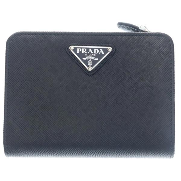 [商品番号]5626D010001[ブランド]PRADA（プラダ）[モデル]コンパクトウォレット 二つ折り財布 コインケース ブラック レザー×ナイロン 1ML018 シルバー金具[販売店舗]BRING有楽町マルイ店