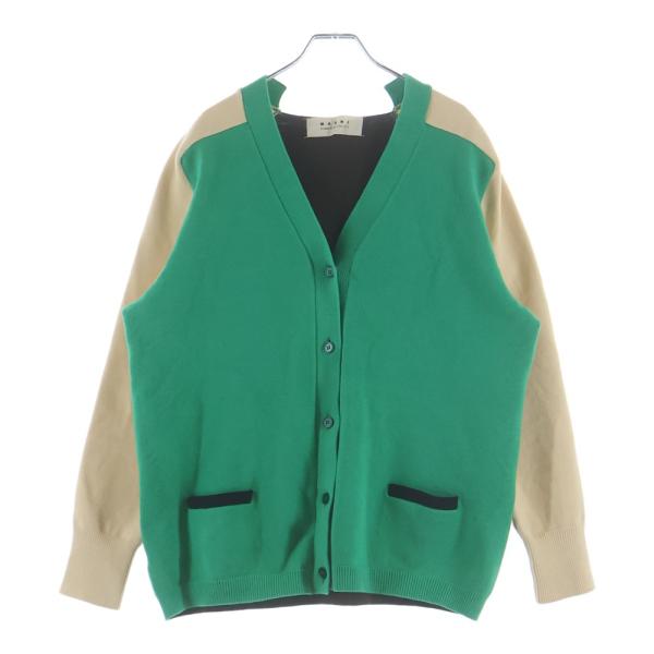[商品番号]5626D040009[ブランド]MARNI（マルニ）[モデル]12AW バイカラー コットンニット 長袖 カーディガン グリーン CDMDL02Q04FC902[販売店舗]BRING仙台店