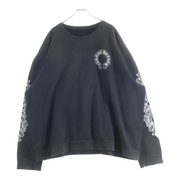 [商品番号]7025L150001[ブランド]CHROME HEARTS（クロムハーツ）[モデル]Horseshoe Crewneck Sweatshirt ホースシュープリント 袖フローラル クルーネックスウェットトレーナー ブラック[販...