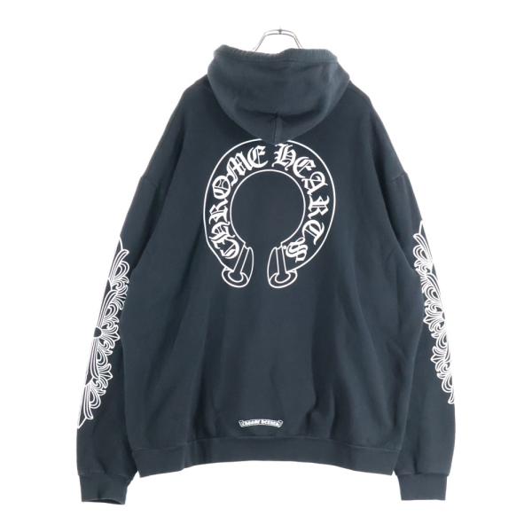 [商品番号]7126A090006[ブランド]CHROME HEARTS（クロムハーツ）[モデル]SWTSHRT PLVR 袖フローラルバックホースシュープリントプルオーバーパーカー フーディー ブラック[販売店舗]BRINGアメリカ村店