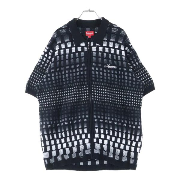 [商品番号]9025I070097[ブランド]SUPREME（シュプリーム）[モデル]23SS Gradient Grid Zip Up Polo グラデーション グリッド ジップアップ半袖ポロシャツ カットソー ブラック/グレー[販売店舗...