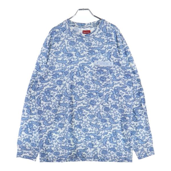 [商品番号]9025J130112[ブランド]SUPREME（シュプリーム）[モデル]19SS Damask L/S Top ダマスク総柄 ポケットTシャツ 長袖クルーネックカットソー ブルー/ホワイト[販売店舗]AWESOME VINTA...