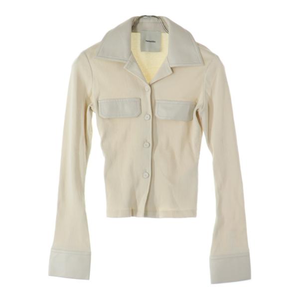 [商品番号]9025K110009[ブランド]NO BRAND（ノーブランド）[モデル]Nanushka ナヌシュカ 24SS フェイクレザーカラー リブニットシャツ アイボリー レディース NW24SSSH02171[販売店舗]BRING...