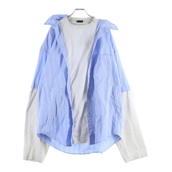[商品番号]9025L050053[ブランド]BALENCIAGA（バレンシアガ）[モデル]22SS BB ICON TROMPE LOEIL アイコン トロンプルイユ レイヤード 簿タウンダウン長袖シャツ ブルー 699227[販売店舗]...
