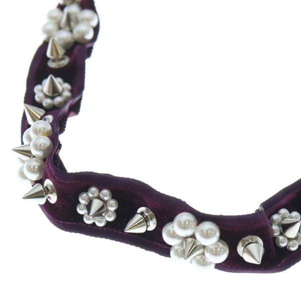 [商品番号]9026A070292[ブランド]kolor（カラー）[モデル]22SS パール スタッズ シアーリボン ネックレス パープル/ブラウン 22SCL-A03513[販売店舗]BRING オンラインショップ