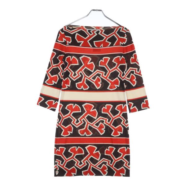 [商品番号]9026A090140[ブランド]DIANE VON FURSTENBERG（ダイアン フォン ファステンバーグ）[モデル]総柄プリント シルクストレッチ 七分袖ワンピース レッド/ブラウン レディース[販売店舗]BRING オ...