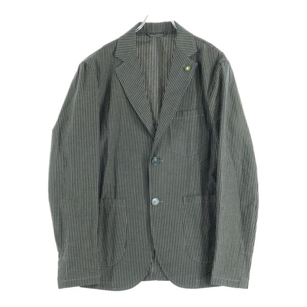 [商品番号]9026A100029[ブランド]Giannetta（ジャンネット）[モデル]シアサッカー ストライプ 2B テーラードジャケット カーキ[販売店舗]BRING オンラインショップ