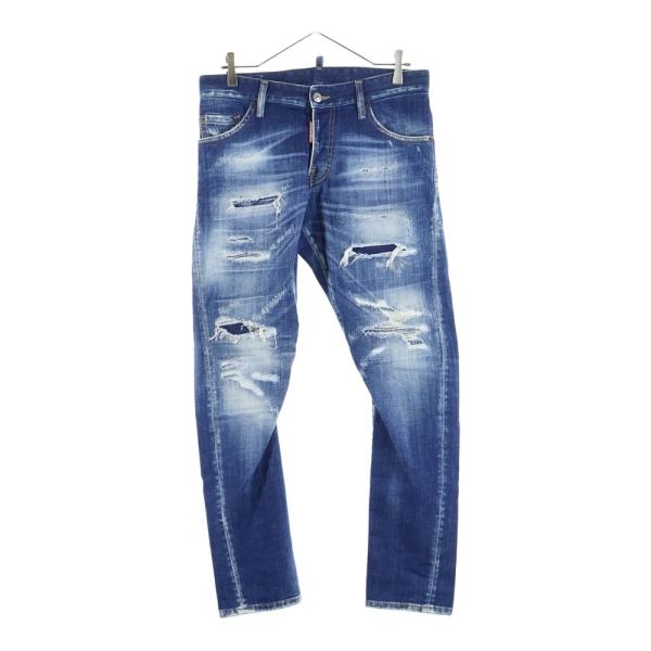 [商品番号]9026A170141[ブランド]DSQUARED2（ディースクエアード）[モデル]23SS ロゴ パッチ ダメージウォッシュ加工 ボタンフライ デニムパンツ インディゴブルー S74LB1265[販売店舗]BRING オンライ...