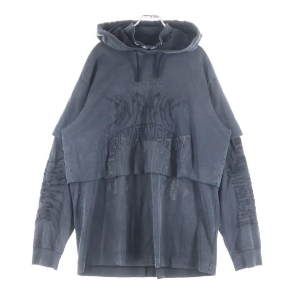 [商品番号]9026A250015[ブランド]GIVENCHY（ジバンシィ）[モデル]Overlapped Embroidered Tee オーバーラップエンブロイダリー レイヤード フーデッドTシャツ 長袖カットソー ブラック[販売店舗]...
