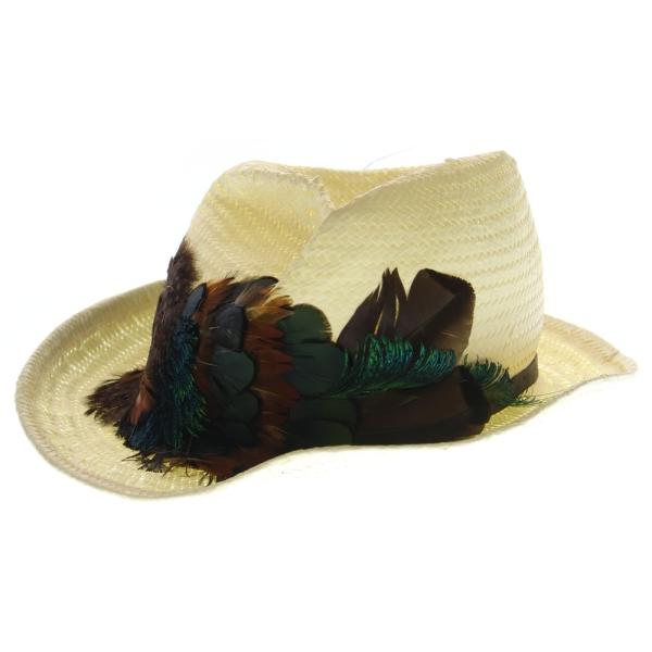 [商品番号]9026A280019[ブランド]NO BRAND（ノーブランド）[モデル]CHACHA'S HOUSE OF ILL REPUTE (チャチャズハウスオブイルリビュート) フェザー装飾 編み込み ハット 帽子 アイボリー[販売...