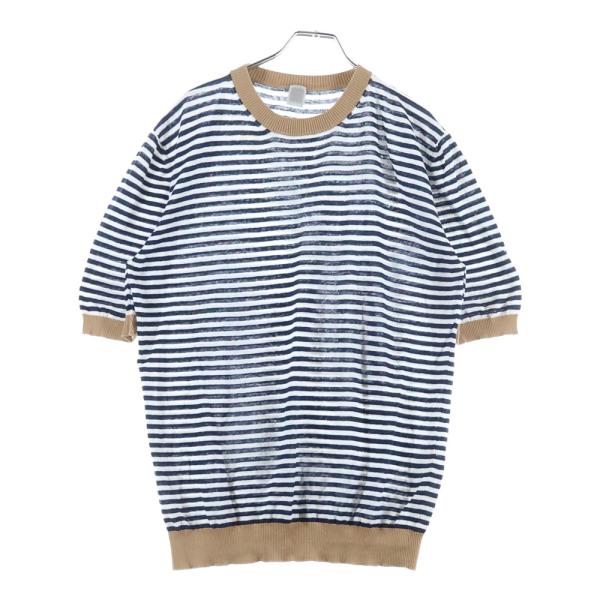 [商品番号]9026A290087[ブランド]eleventy（イレブンティー）[モデル]リネン ボーダーTシャツ ホワイト/ネイビー[販売店舗]BRING オンラインショップ