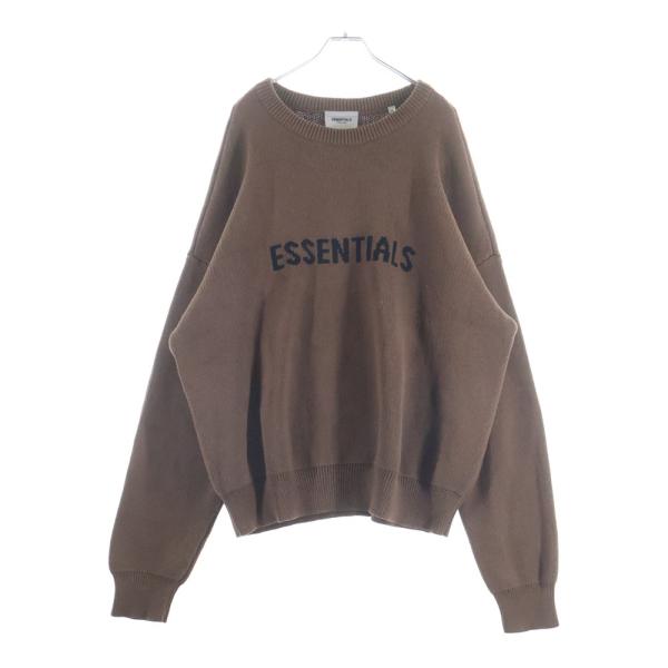 [商品番号]9026B040025[ブランド]FEAR OF GOD ESSENTIALS（フィアオブゴッド エッセンシャルズ）[モデル]フロントロゴデザイン コットン混 クルーネック ニット セーター ブラウン[販売店舗]BRING TH...