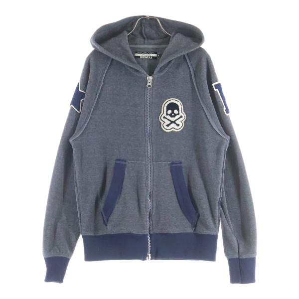 [商品番号]9026B130019[ブランド]HYDROGEN（ハイドロゲン）[モデル]BRONZAJI スカルパイルパッチ フリースジップアップパーカー グレー[販売店舗]BRING オンラインショップ