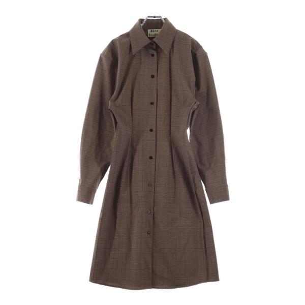 [商品番号]9026C030260[ブランド]Acne Studios（アクネ ストゥディオズ）[モデル]チェック総柄 ロング丈 フレア シャツワンピース ブラウン レディース FN-WN-DRES000221A20133[販売店舗]BRI...