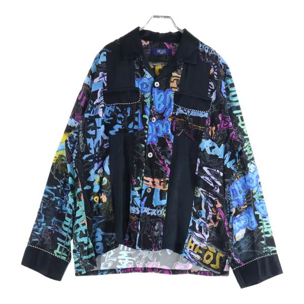 [商品番号]9225L040058[ブランド]HEOS（ヘオース）[モデル]グラフィックプリント 長袖シャツ ブラック/マルチ HBSS-SH004[販売店舗]BRING オンラインショップ