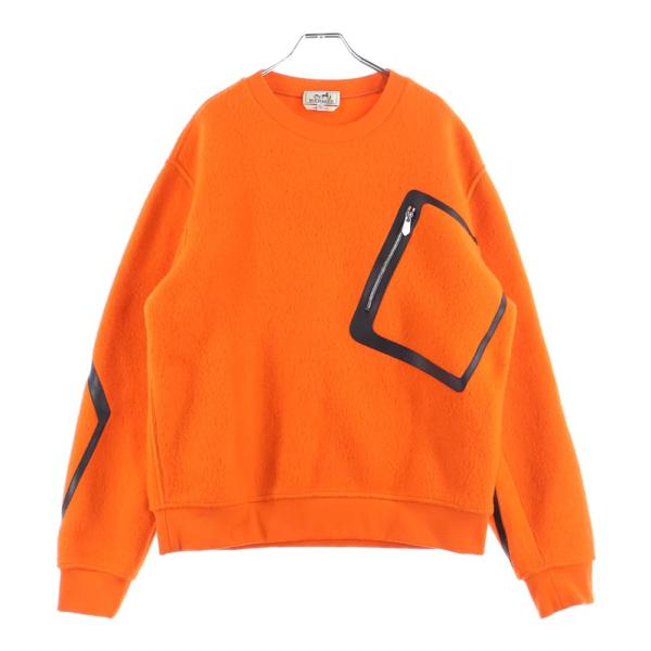 [商品番号]9226A140021[ブランド]HERMES（エルメス）[モデル]22AW カシミヤ レザーパッチ スウェット トレーナー オレンジ[販売店舗]BRING オンラインショップ