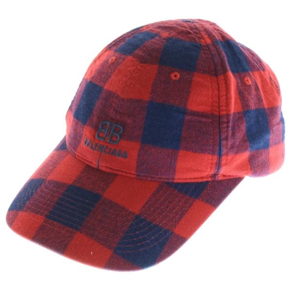 [商品番号]9226A270042[ブランド]BALENCIAGA（バレンシアガ）[モデル]BBロゴ刺繍 チェック柄 コットン キャップ 帽子 レッド 658161[販売店舗]BRING オンラインショップ