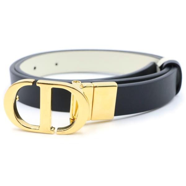 [商品番号]9226H070024[ブランド]Christian Dior（クリスチャンディオール）[モデル]CDロゴ バックル レザーベルト ゴールド金具 ブラック/ホワイト[販売店舗]BRING WASTE_NOT